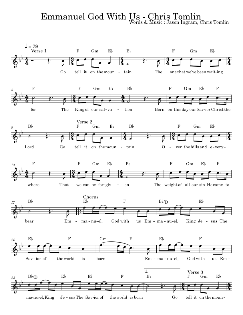Emmanuel God With Us - Jason Ingram Sheet Music with Chords for ...