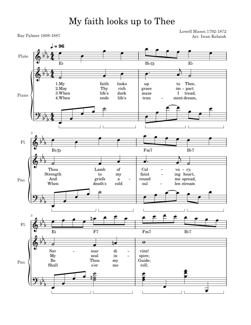 My faith looks up to Thee – Lowell Mason Sheet music for Piano, Flute ...