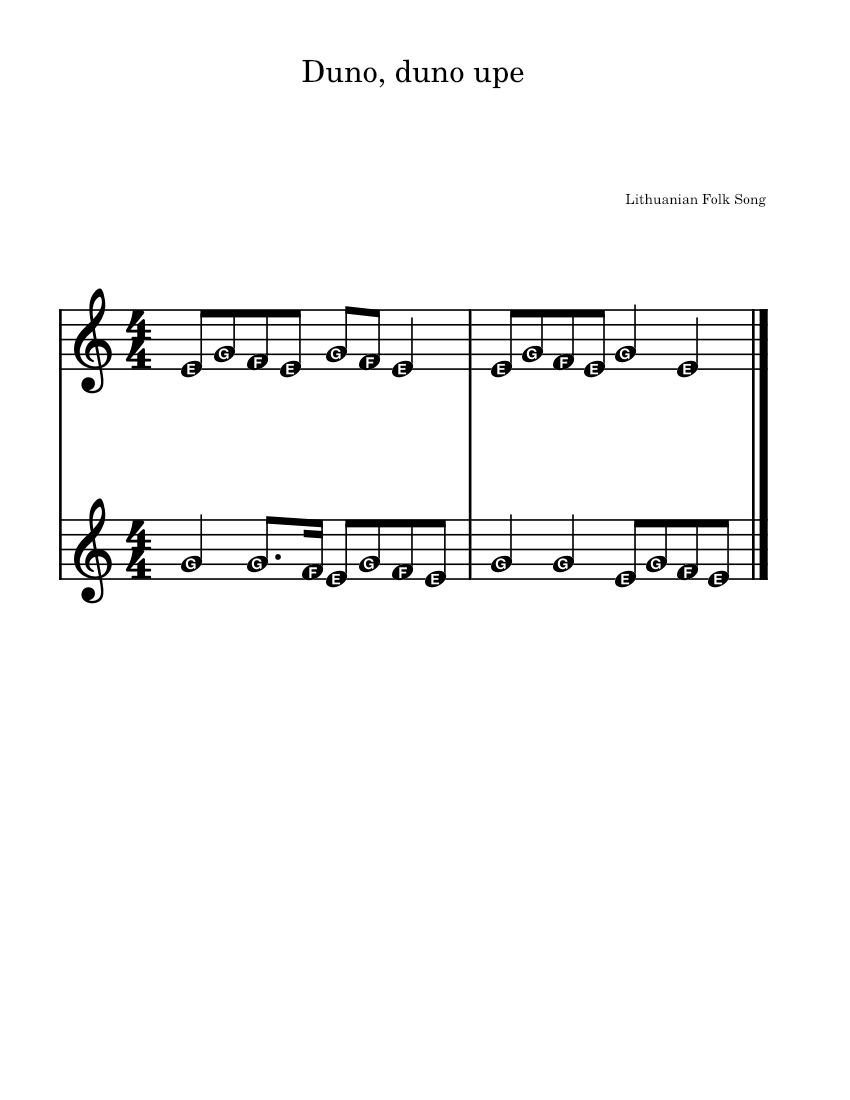 Duno, Duno Upe – Lithuanian Folk Song Sheet Music for Piano (Piano Duo ...