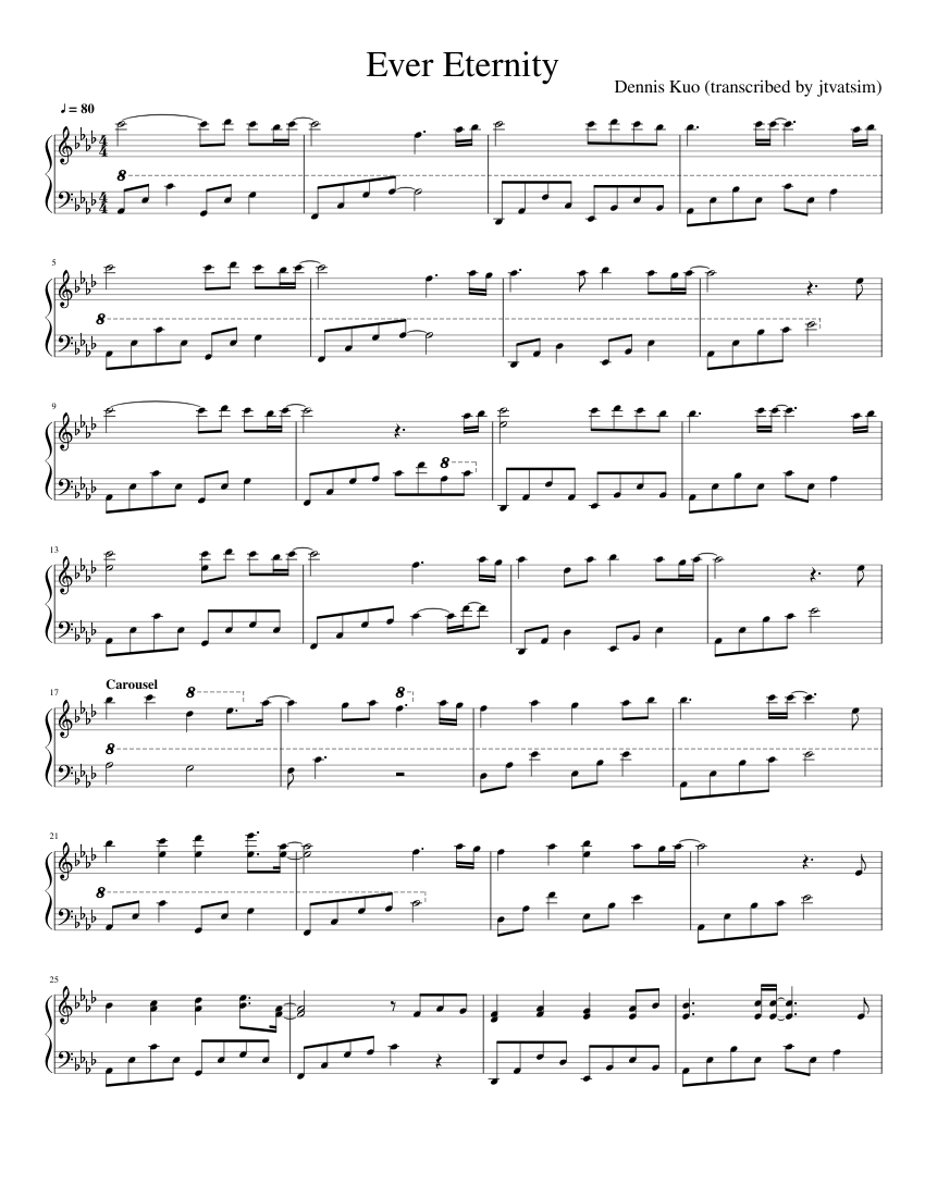Study Music Project - Ever Eternity Sheet Music for Piano (Solo ...