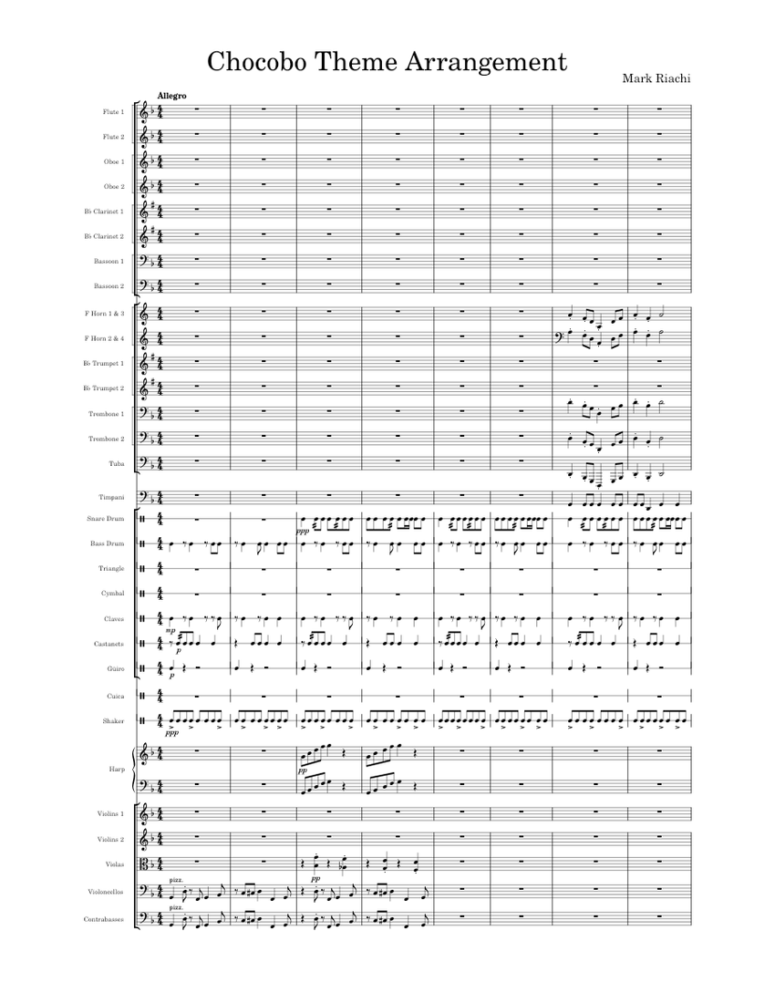 Chocobo_Theme_Arrangement Sheet music for Trombone, Tuba, Flute, Oboe ...