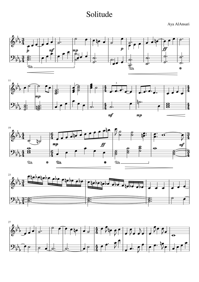 Solitude Sheet music for Piano (Solo) Easy | Musescore.com