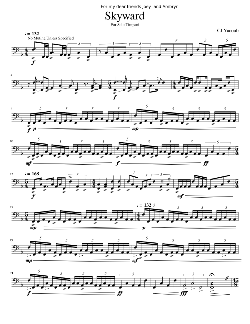 Skyward Sheet music for Timpani (Solo) | Musescore.com