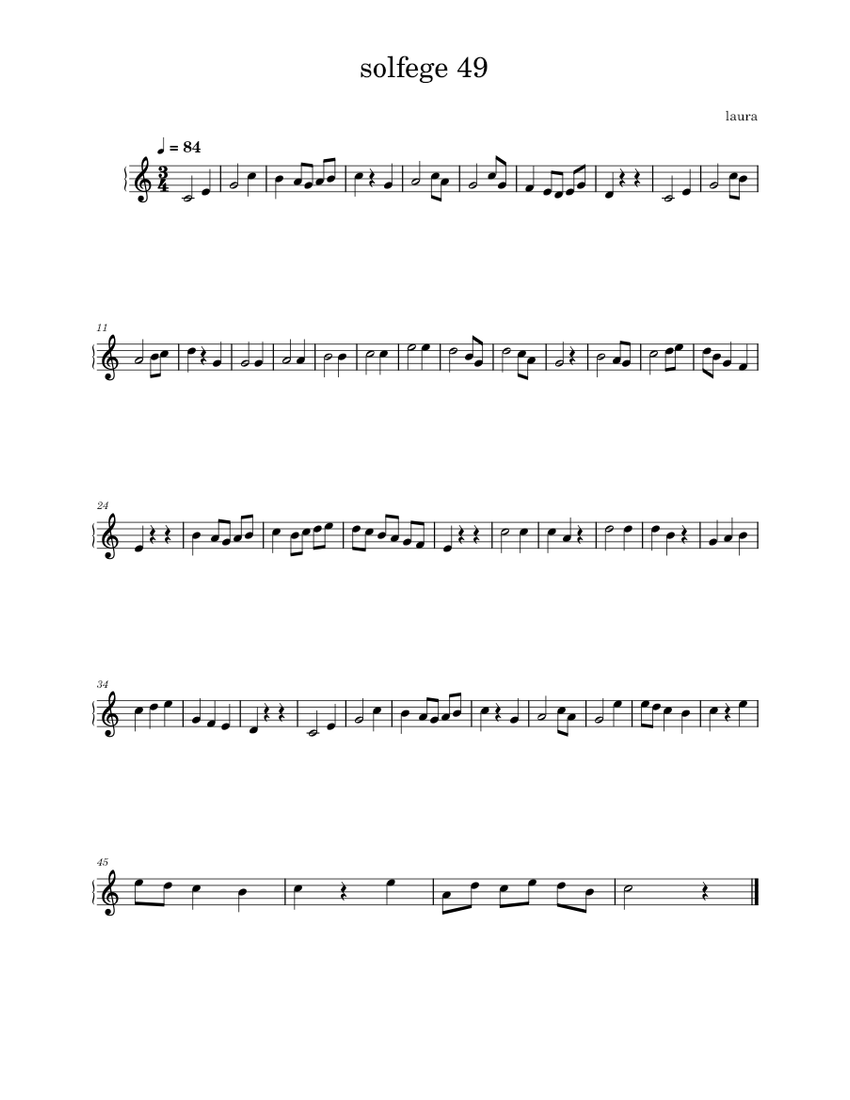 solfege 49 Sheet music for Piano (A Capella) Easy | Musescore.com