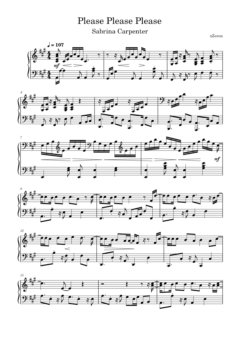 Please Please Please - Sabrina Carpenter Sheet Music for Piano (Solo ...