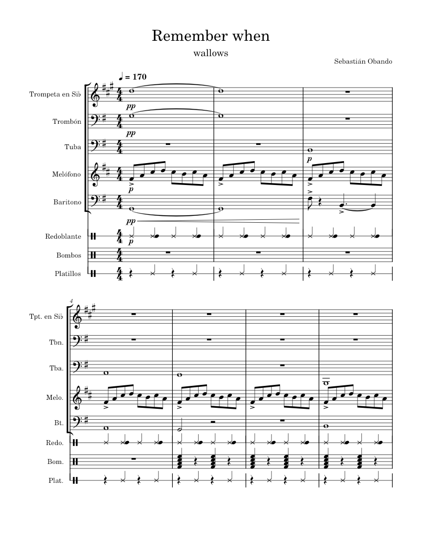 Remember when – Wallows Sheet music for Trombone, Tuba, French horn ...