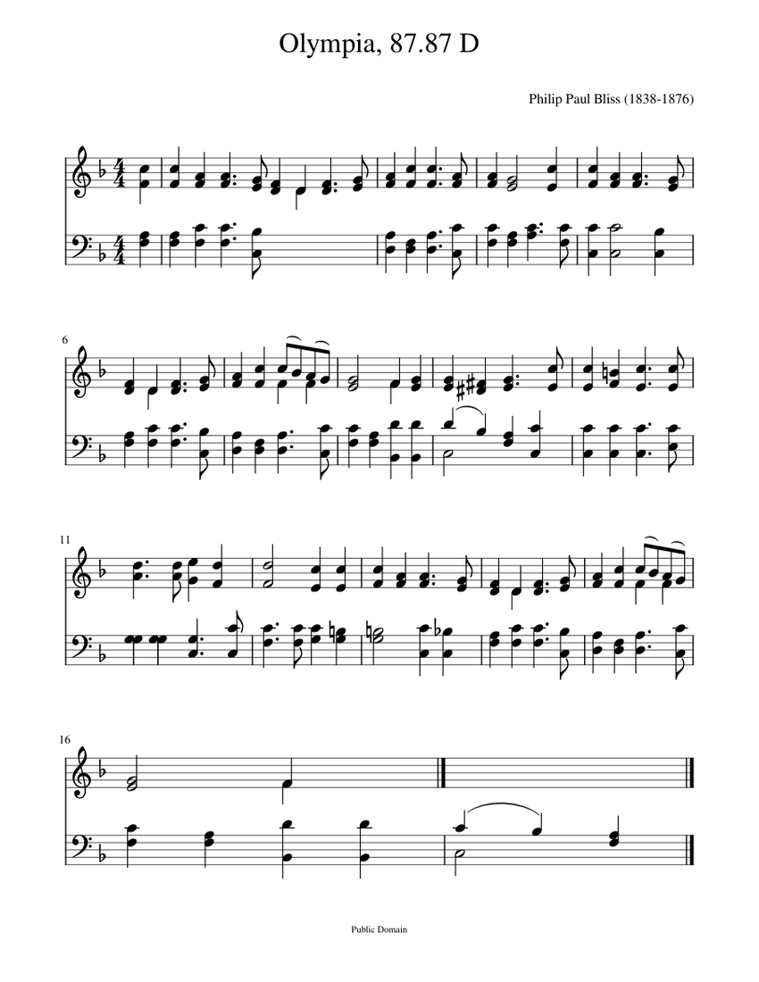 OLYMPIA (Bliss) - P. P. Bliss Sheet music for Piano (Piano Duo ...