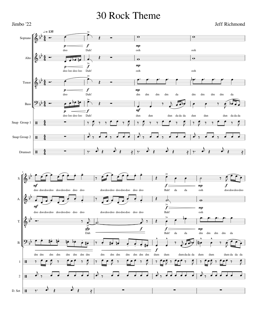30 Rock Theme (A Capella) Sheet music for Soprano, Alto, Tenor, Bass ...