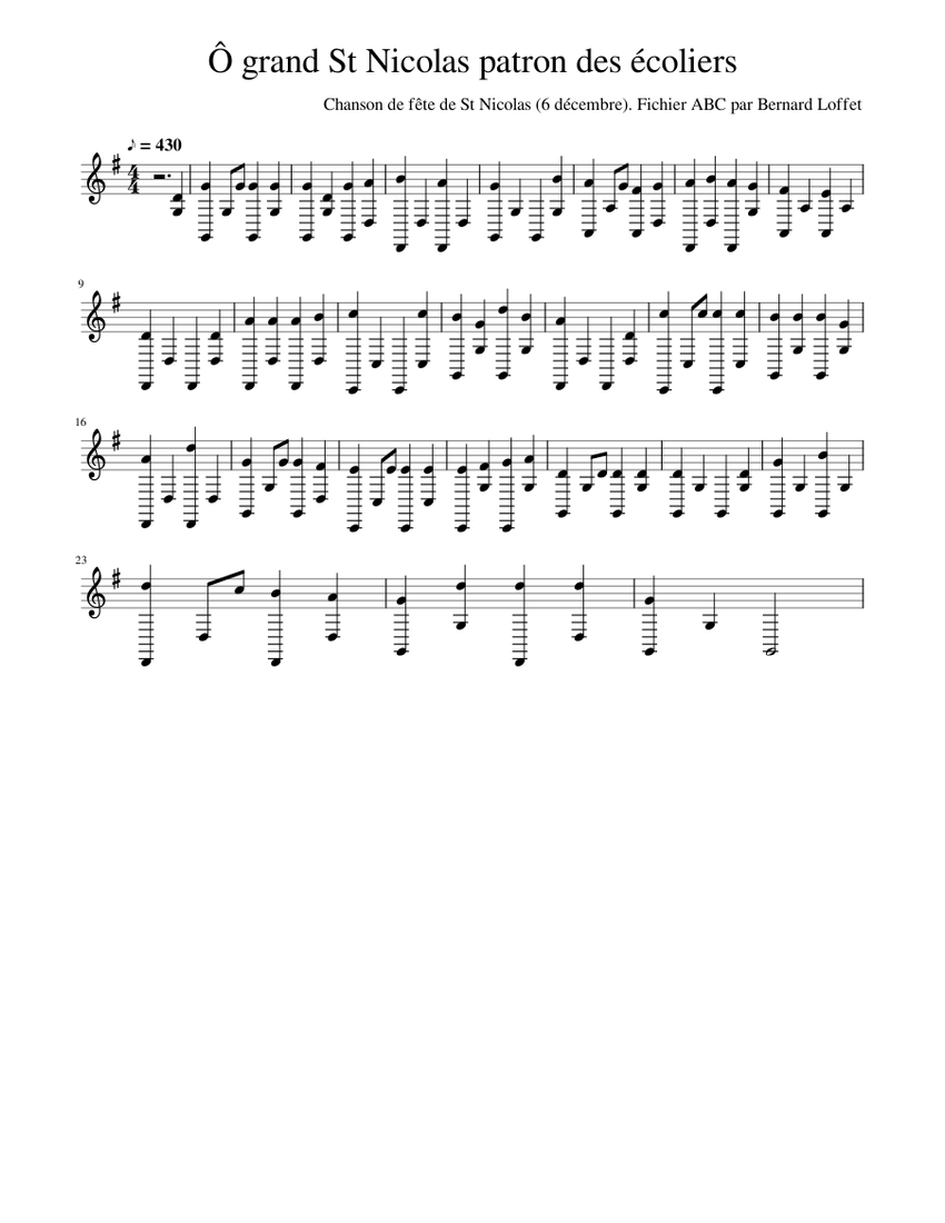Ô grand St Nicolas patron des écoliers Sheet music for Piano (Solo) Easy | Musescore.com