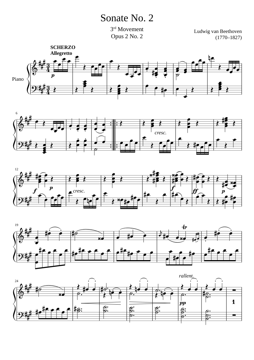 Sonate No. 2, 3rd Movement Sheet Music for Piano (Solo) | MuseScore.com