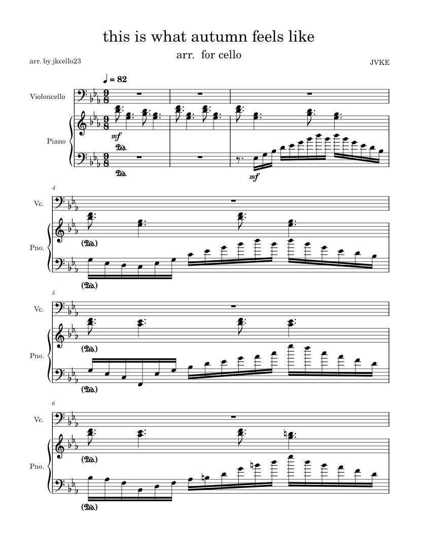 This is what autumn feels like – JVKE Sheet Music for Piano, Cello ...