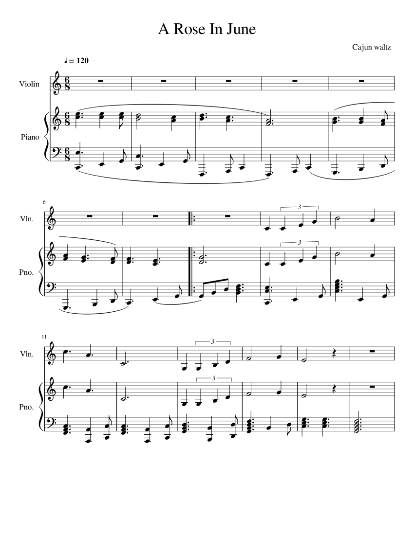 A Rose In June Sheet music for Piano, Violin (Solo) | Musescore.com