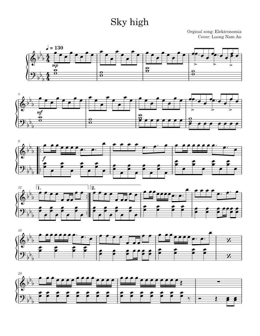 Elektronomia - Sky high Sheet music for Piano (Solo) | Musescore.com