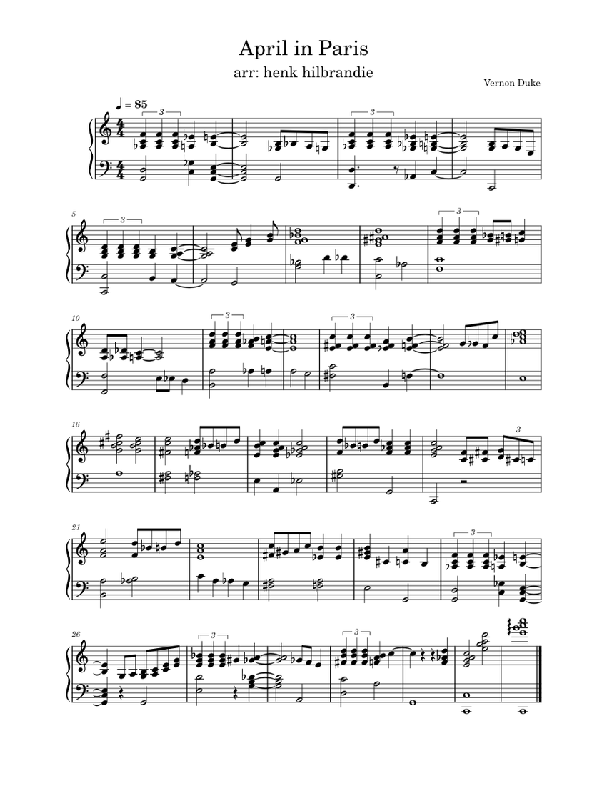 April In Paris – Vernon Duke Sheet music for Piano (Solo) Easy ...