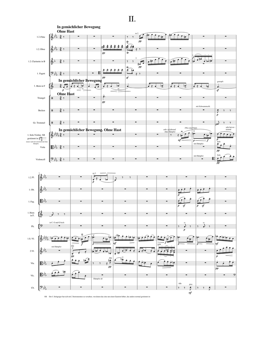 Mahler Symphony No. 4, 2nd Movement Sheet music for Flute piccolo, Flute, Oboe, Clarinet in e ...