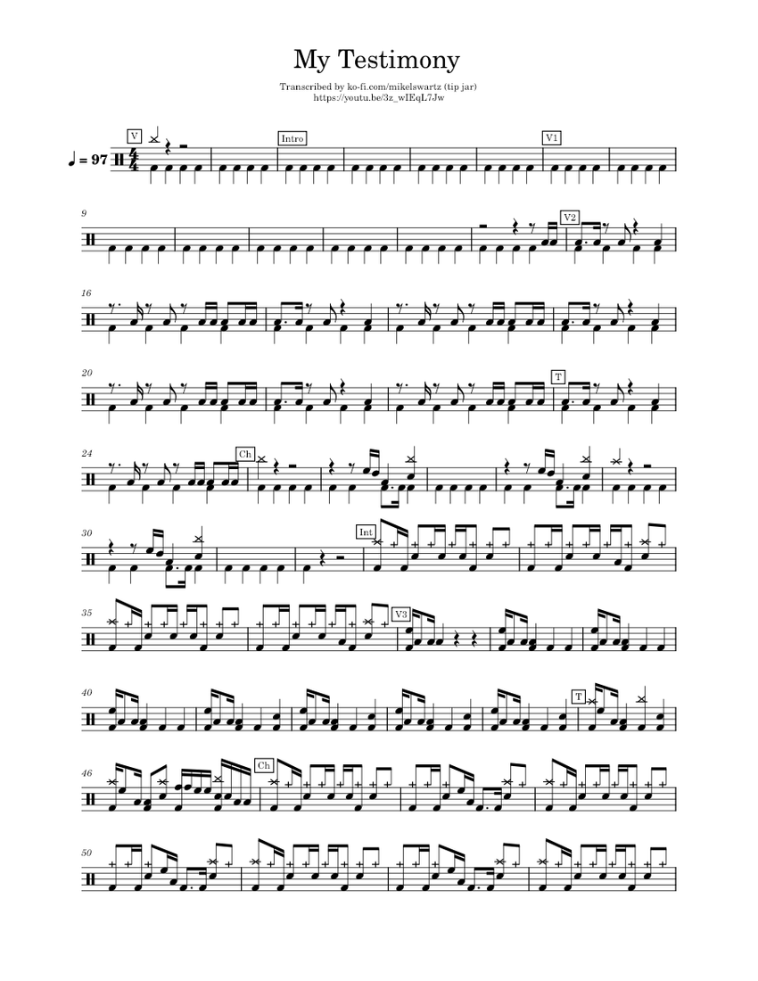 My Testimony – Elevation Worship My Testimony Sheet music for Drum ...