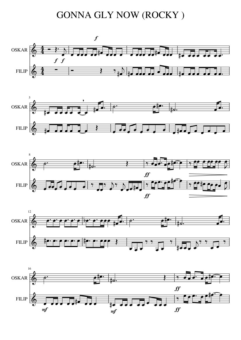 GONNA FLY NOW ROCKY TWO TRUMPETS Sheet music for Trumpet in b-flat ...