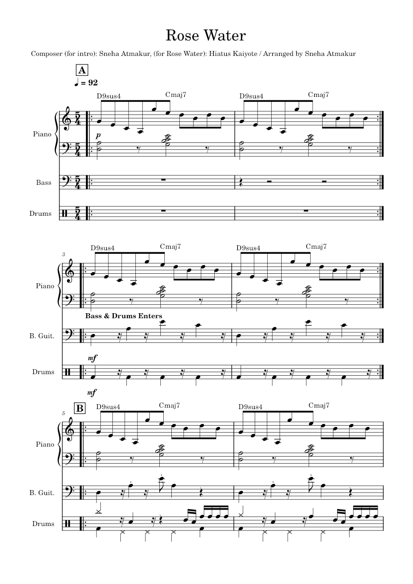 Rose Water – Hiatus Kaiyote Rose Water - Hiatus Kayote Sheet music for ...