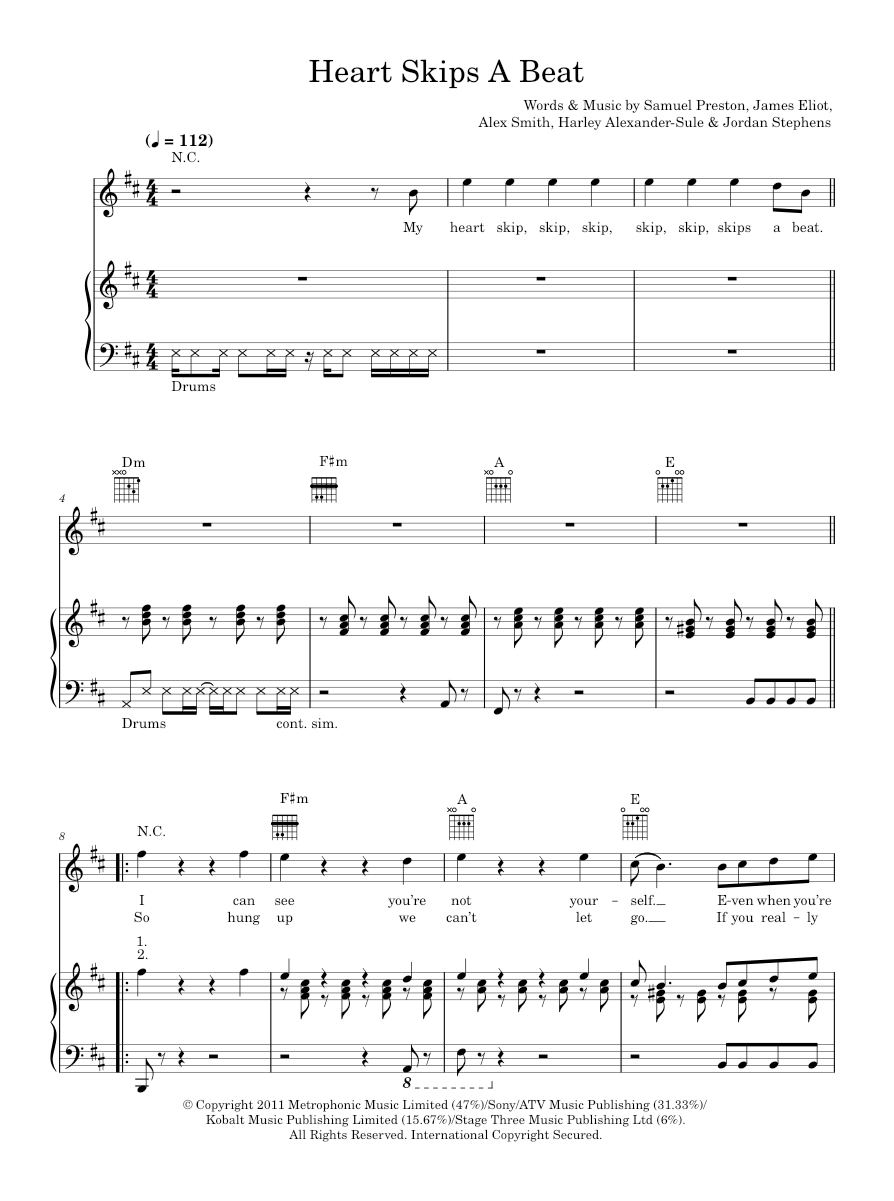Play Official version of Heart skips a beat sheet music by Olly Murs ...