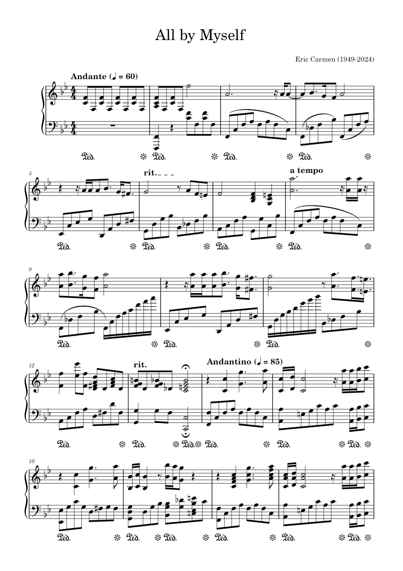 All by myself – Eric Carmen Sheet music for Piano (Solo) | Musescore.com