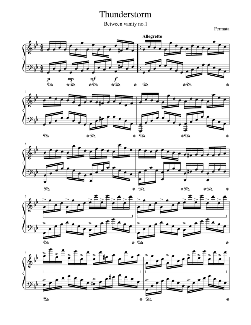 Thunderstorm - Fermata Sheet music for Piano (Solo) | Musescore.com