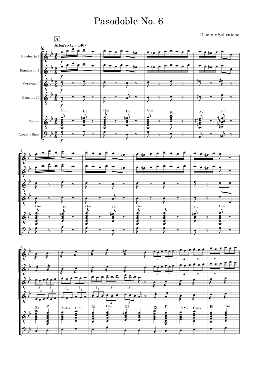 Dominic Salustiano - Bagong Pasodoble No. 6 Sheet Music for Violin ...