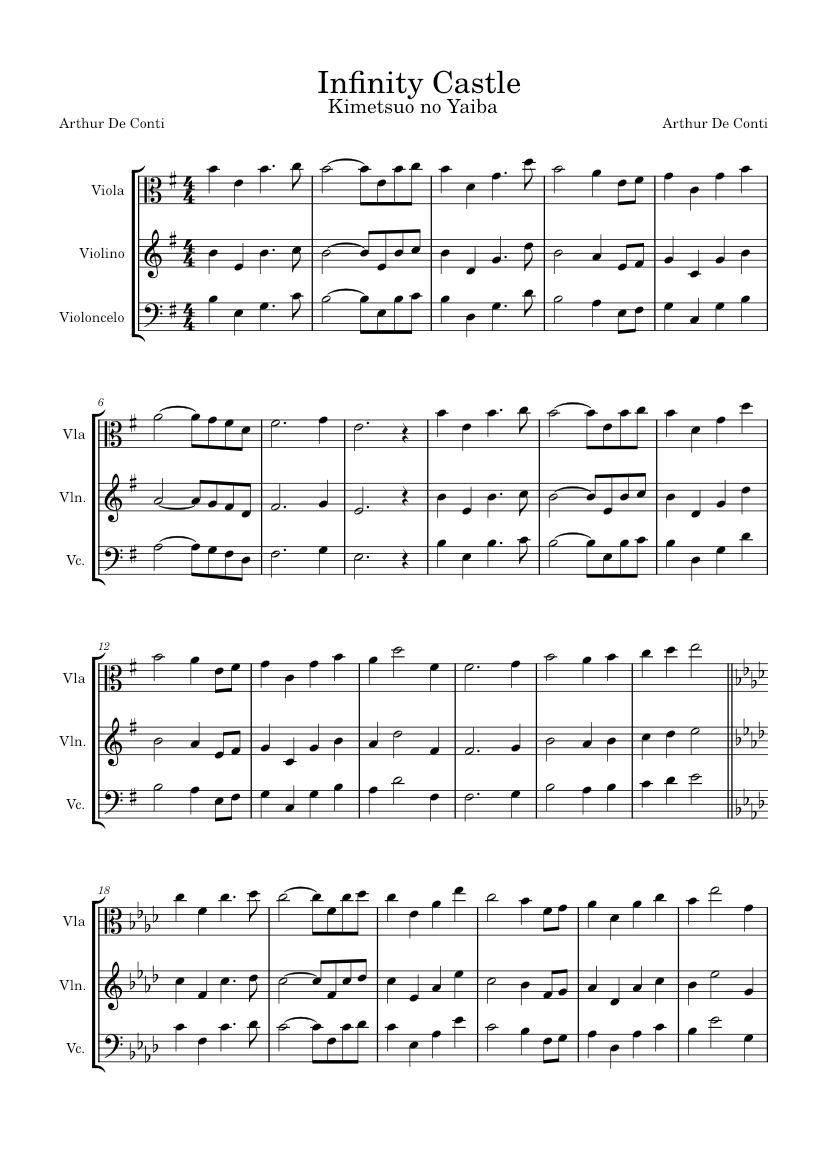 Infinity Castle - Cordas – Unknown author Sheet Music for Violin, Viola, Cello (String Trio ...