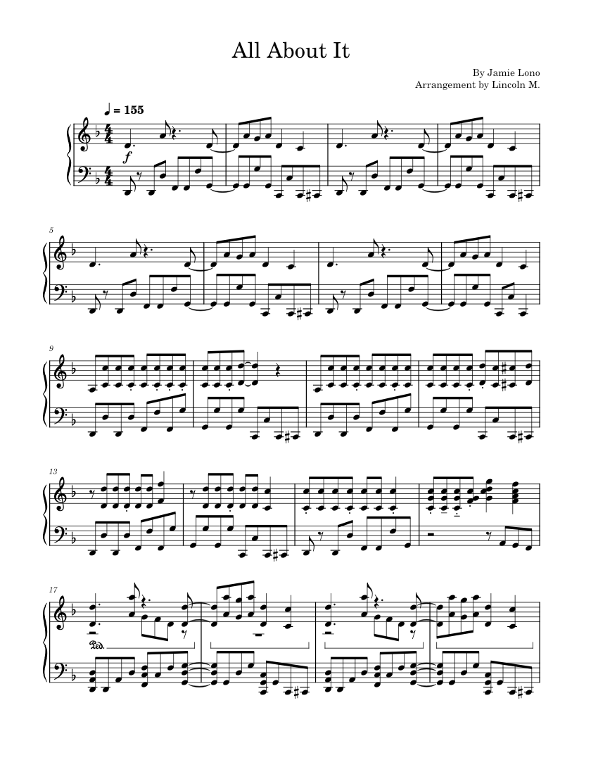 All About It – Jamie Lono Sheet music for Piano (Solo) | Musescore.com