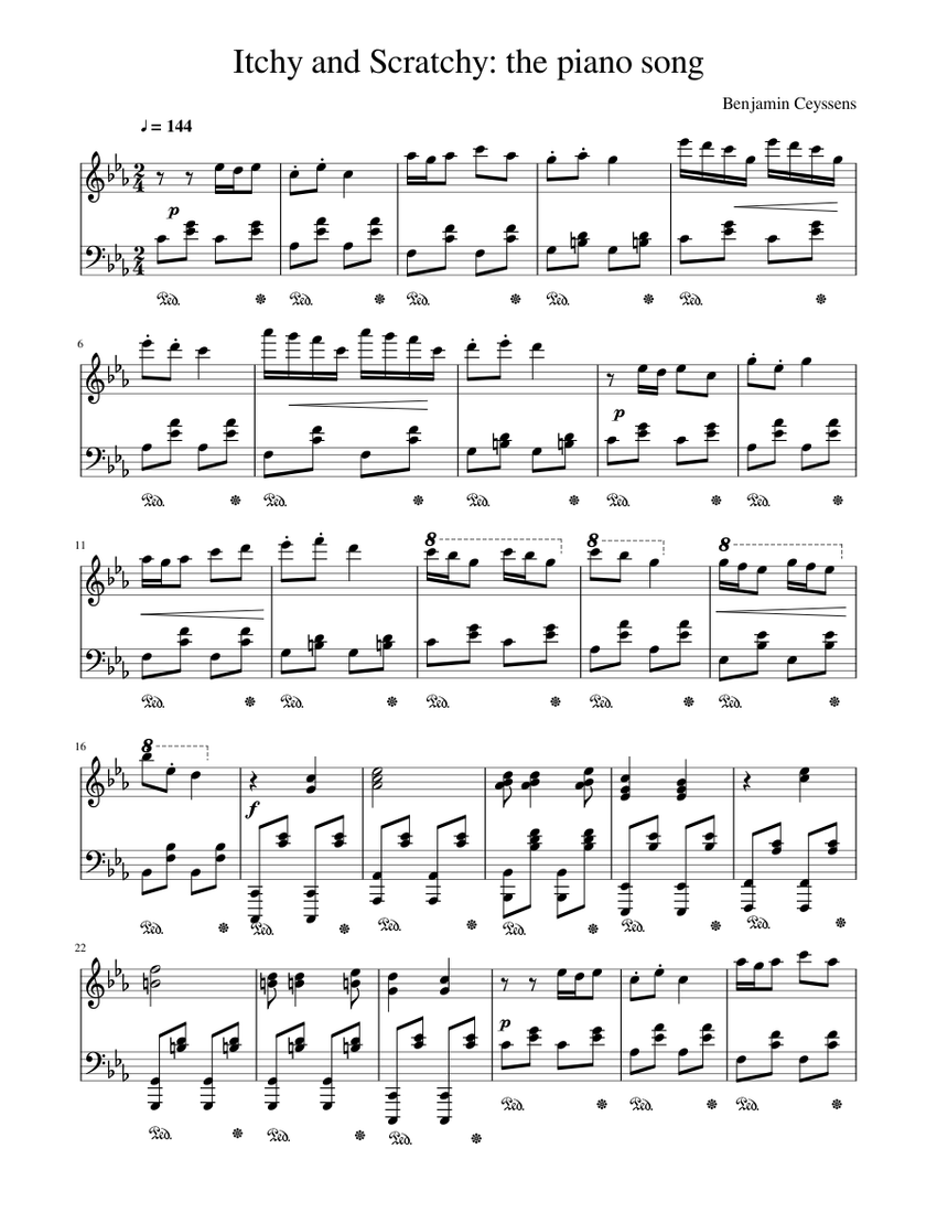 Itchy and Scratchy : the pianosong Sheet music for Piano (Solo ...
