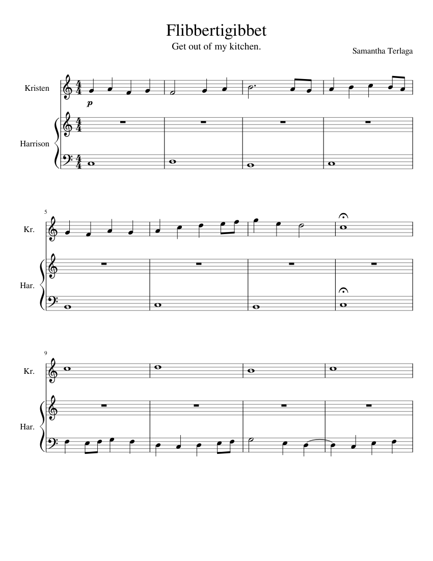 Flibbertigibbet Sheet music for Piano, Vocals (Piano-Voice) | Musescore.com