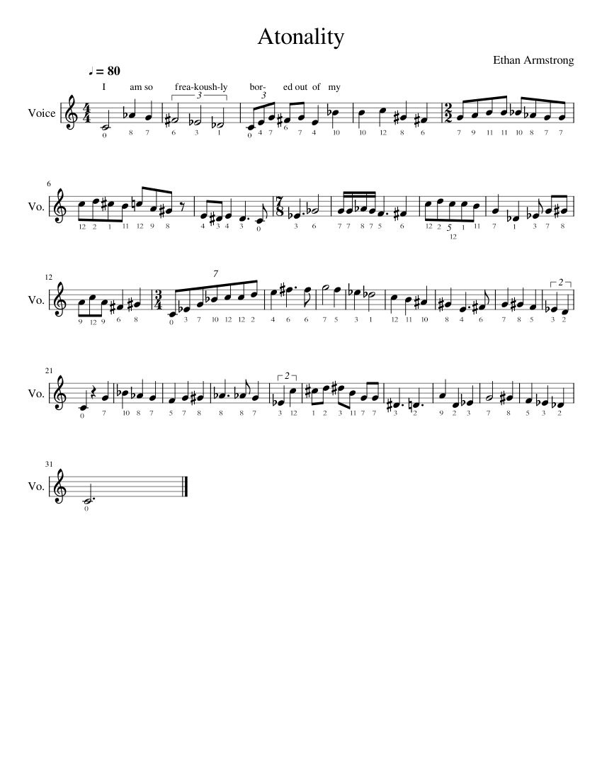 Atonality revised Sheet music for Vocals (Solo) | Musescore.com