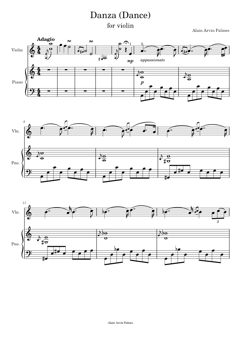 Danza (Dance) for violin Sheet music for Piano, Violin (Solo ...