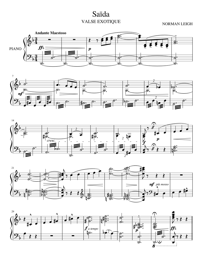 Saïda (1916) Sheet music for Piano (Solo) | Musescore.com