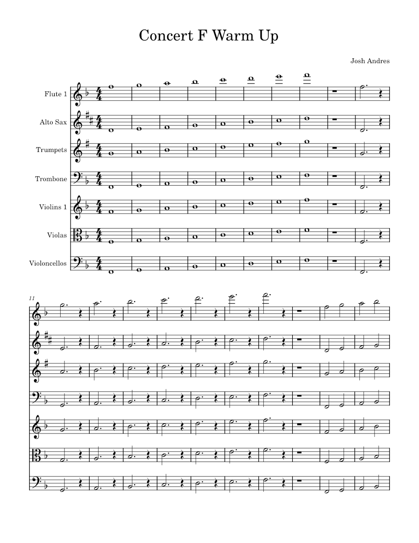 F Concert Warm up – Josh Andres Concert F Warm up – Josh Andres Sheet ...