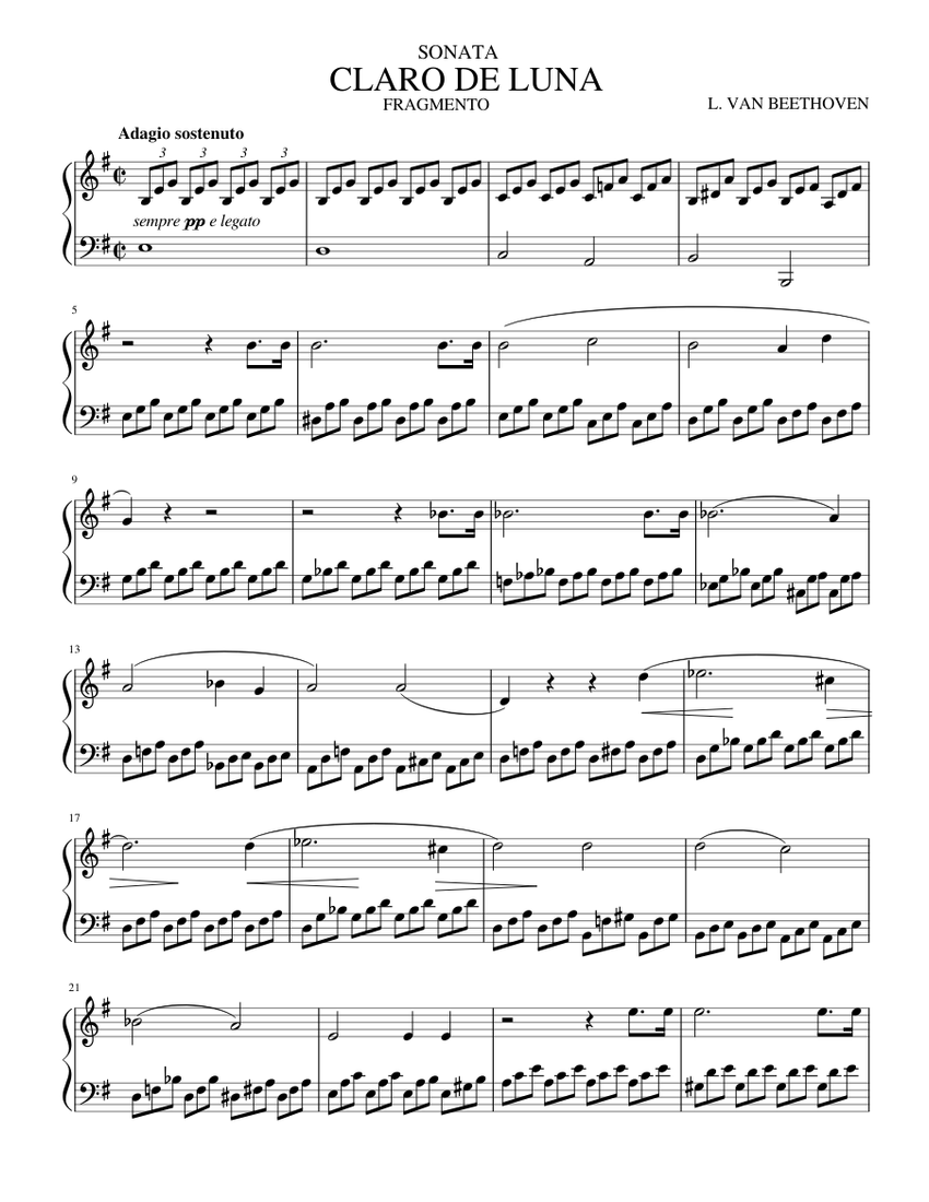 Claro de luna Sheet music for Piano (Solo) | Musescore.com