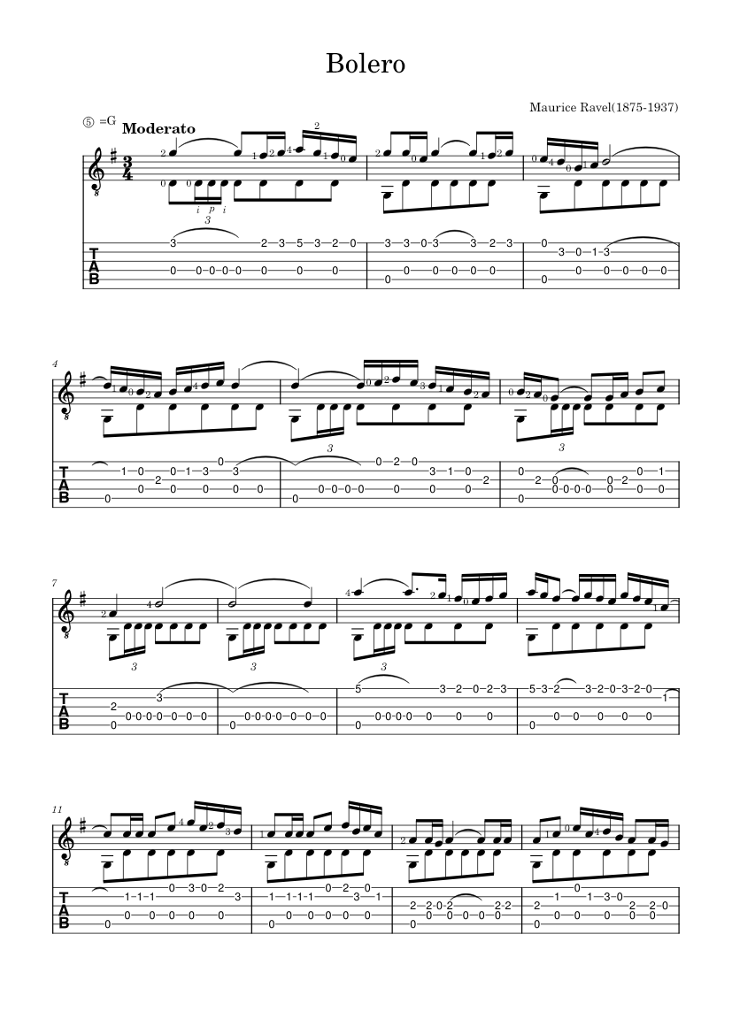 Bolero – Maurice Ravel Sheet music for Guitar (Solo) | Musescore.com