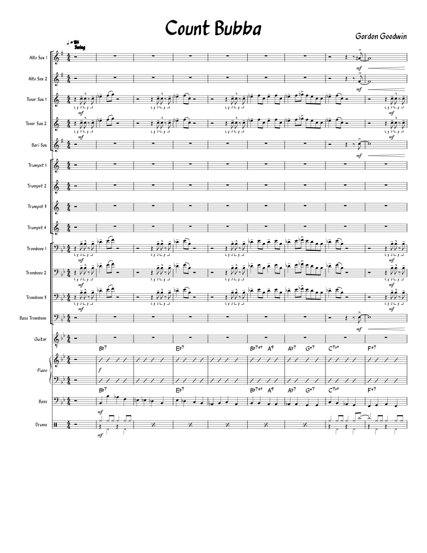 Count Bubba Sheet Music with Chords for Piano, Trombone, Saxophone alto, Saxophone tenor & more ...