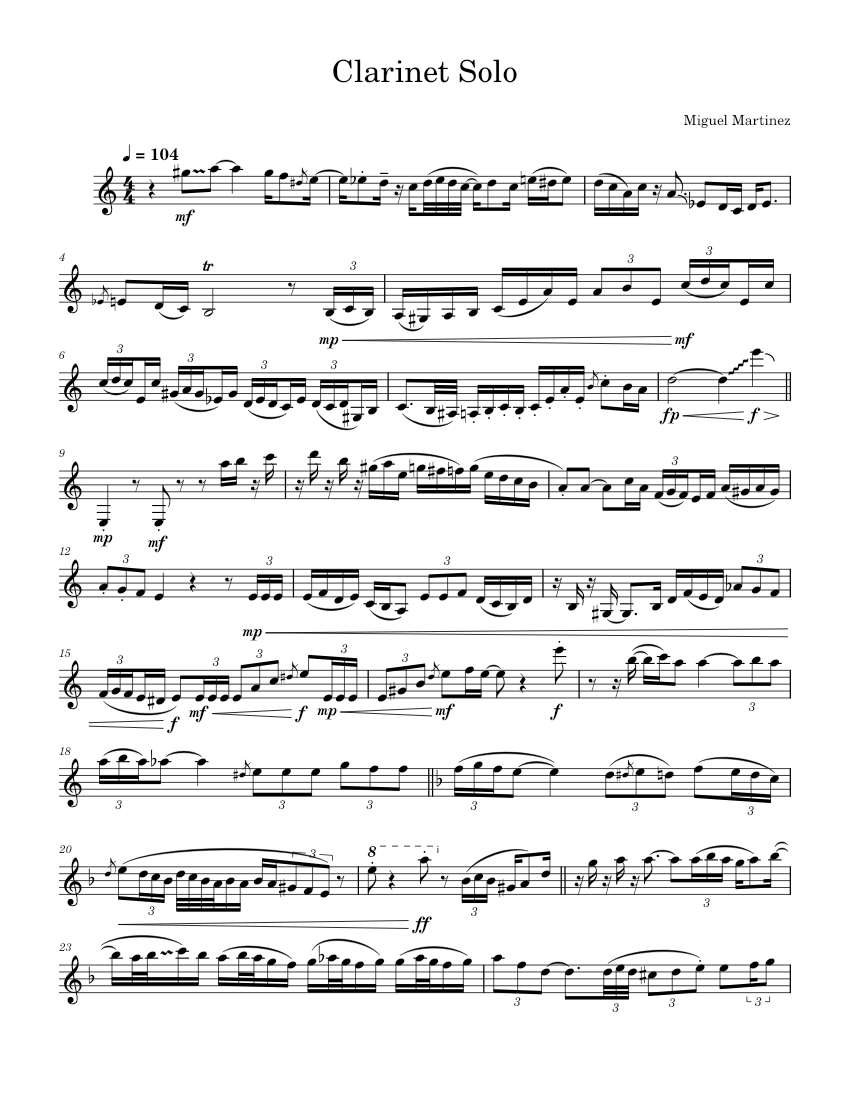 Clarinet Solo Sheet music for Clarinet other (Solo) | Musescore.com