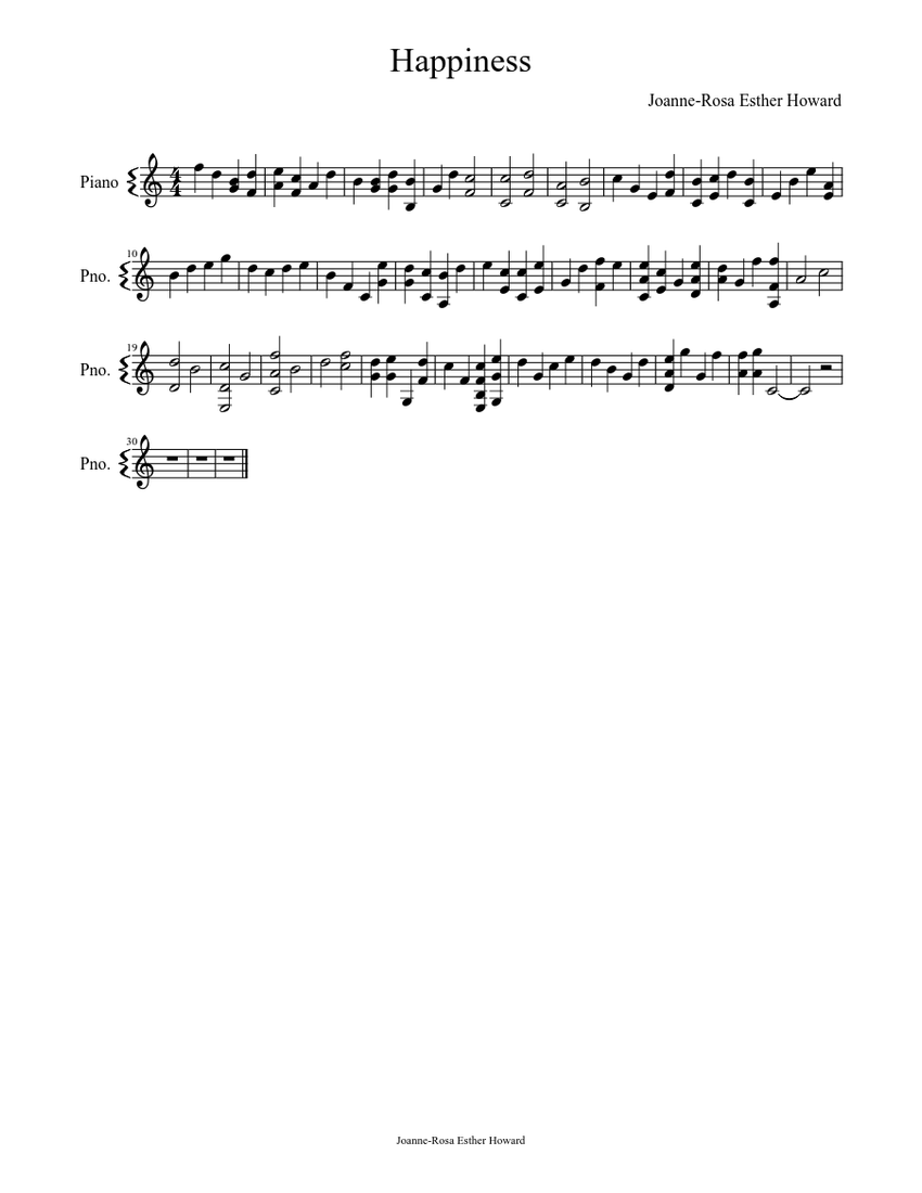 Happiness Sheet music for Piano (Solo) | Download and print in PDF or ...
