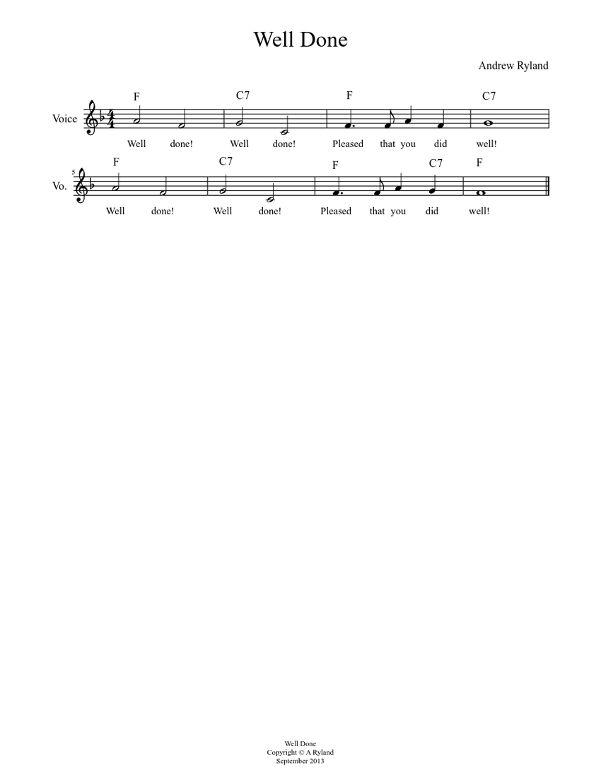 Well Done - Lead Sheet Sheet music for Voice (other) (Solo) | Musescore.com