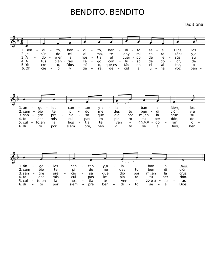 BENDITO , BENDITO Sheet Music for Synthesizer (Solo) | MuseScore.com