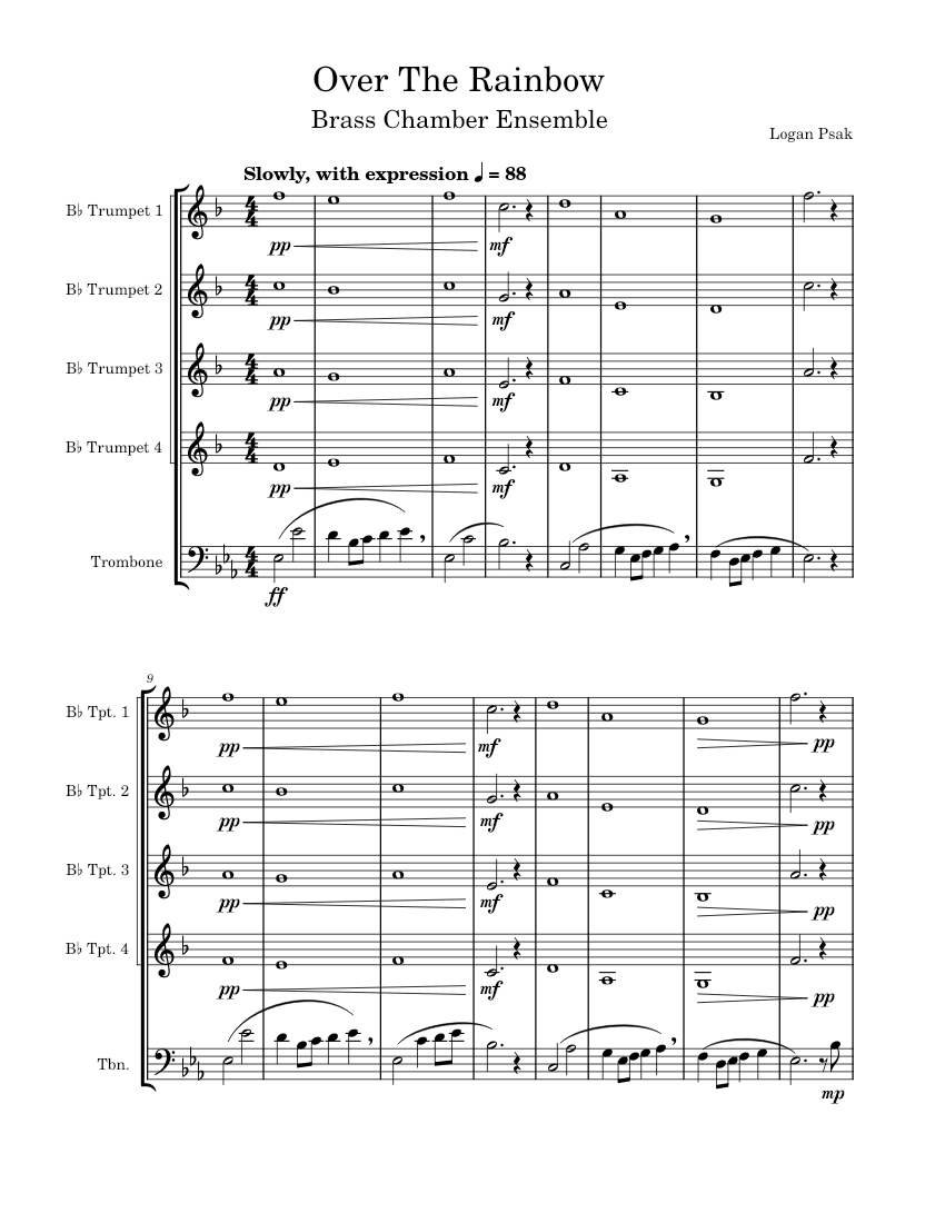 Over the Rainbow (Trombone Solo and trumpet Chords) Key : Eb Major / C ...