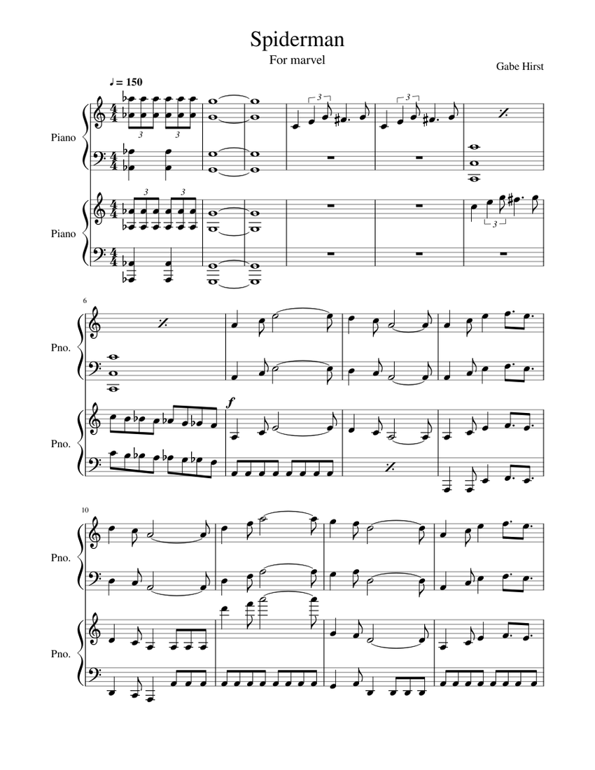 Spiderman Sheet music for Piano (Piano Duo) | Musescore.com