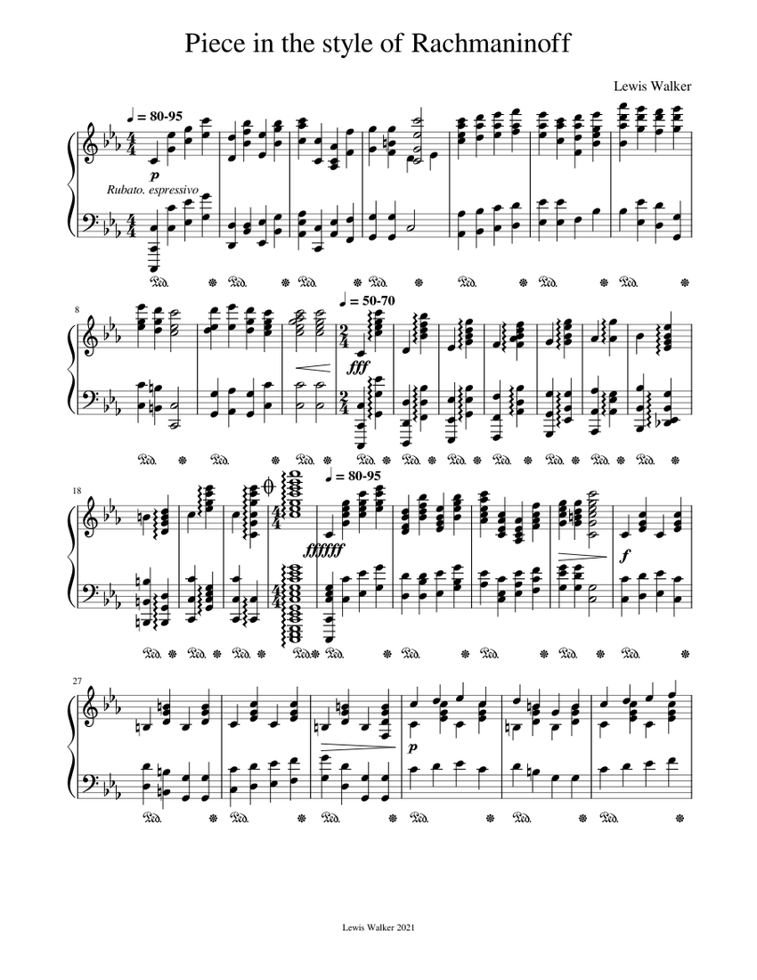 Piece in the style of Rachmaninoff Sheet music for Piano (Solo ...