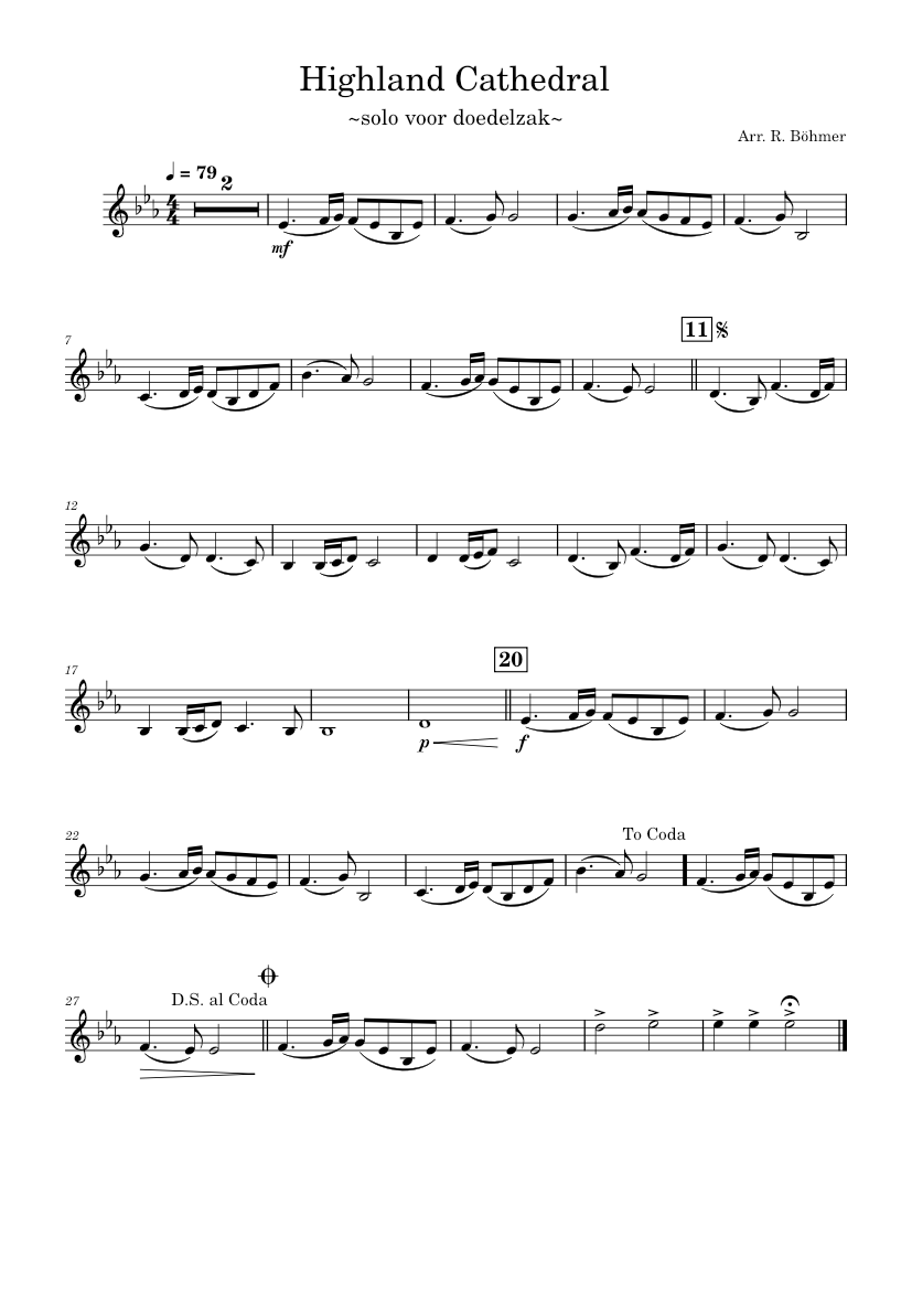 Highland Cathedral (doedelzak solo) Sheet music for Pipes (Solo ...