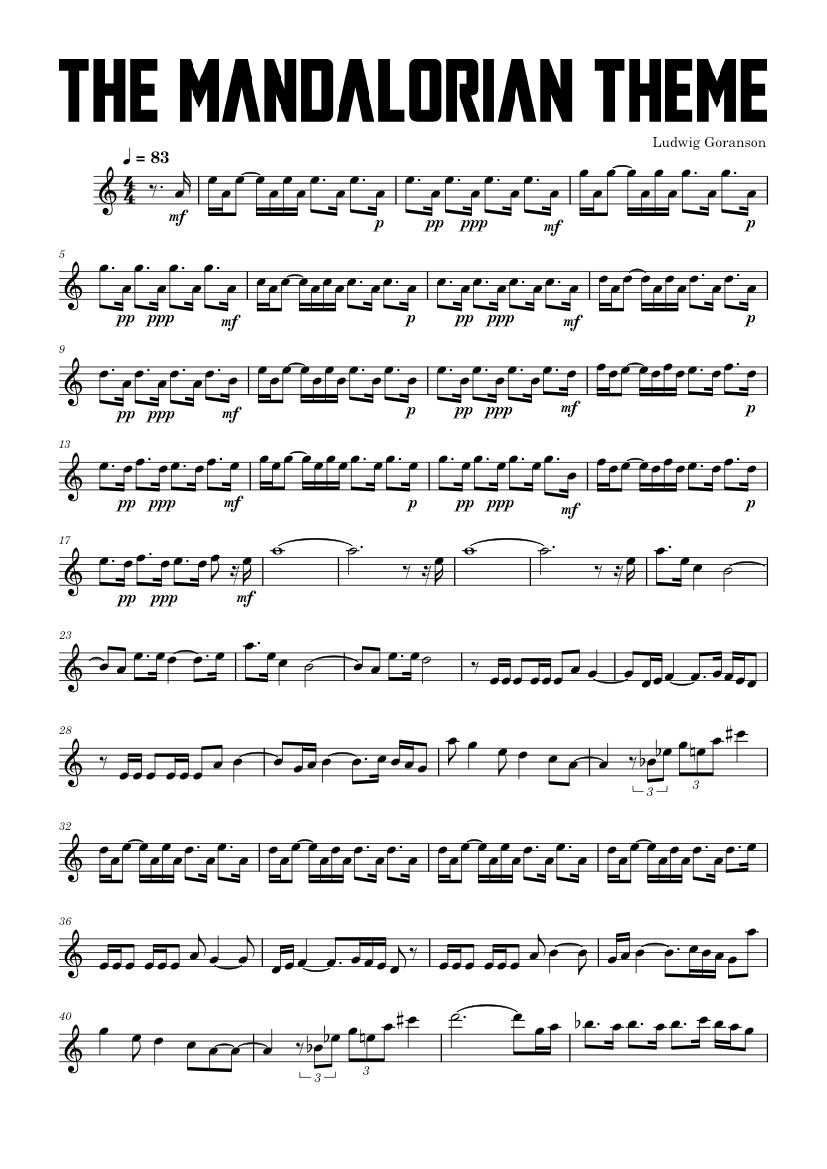 The Mandalorian – Ludwig Göransson The Mandalorian Theme (Alto ...