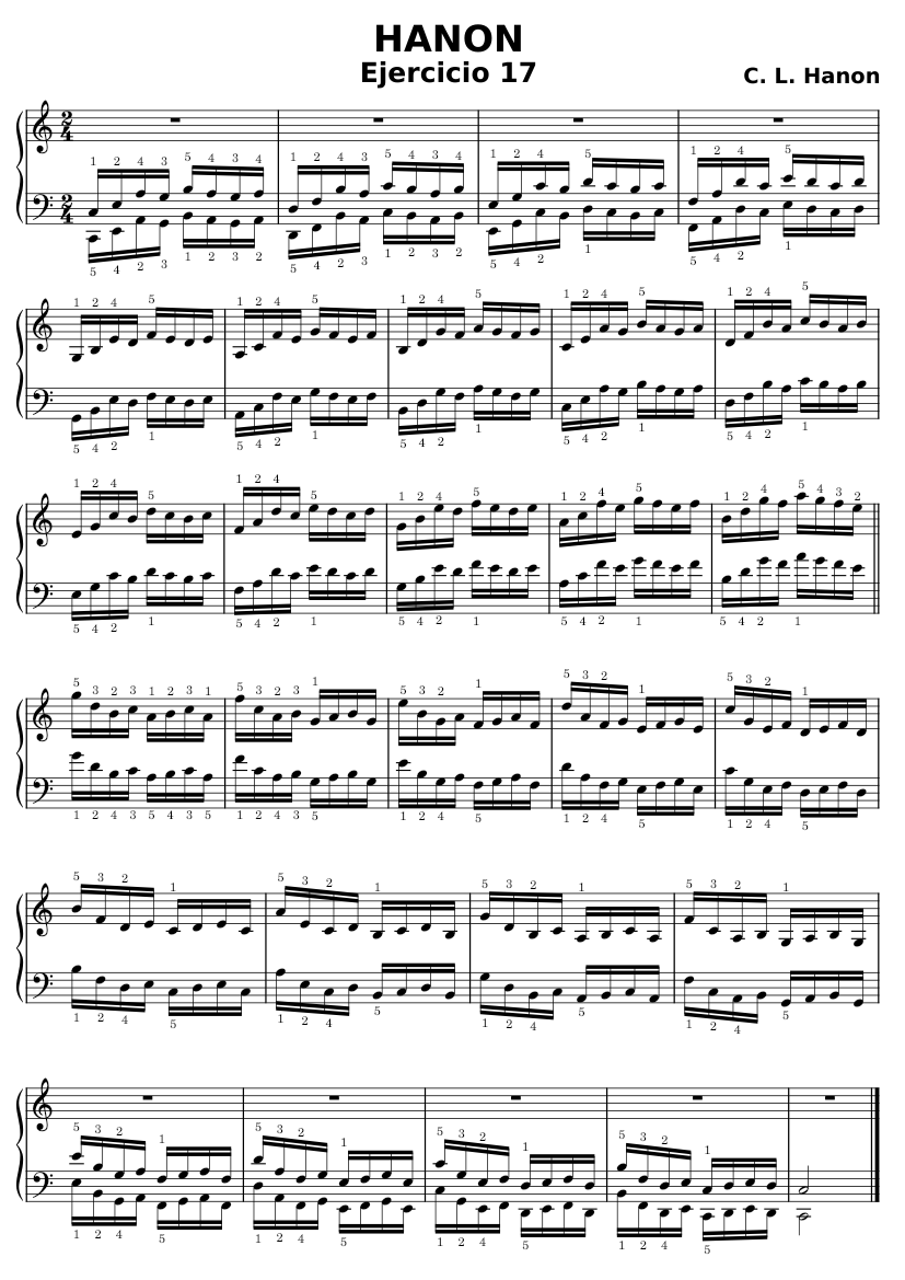 HANON exercise 17 Sheet music for Piano (Solo) Easy | Musescore.com