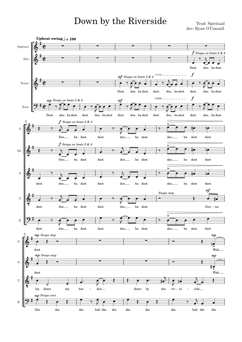 Down By The Riverside – Gospel Song Down by the Riverside Sheet music ...