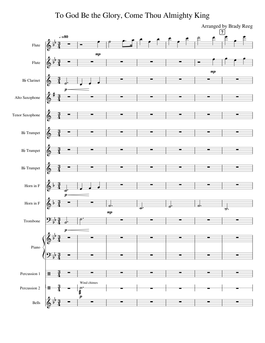 To God Be the Glory, Come, Thou Almighty King Sheet music for Piano ...