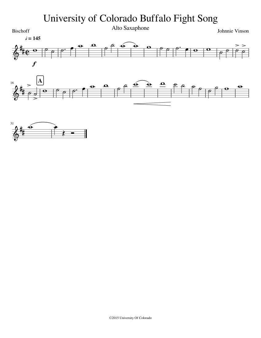 CU Buffs Fight Song Sheet music for Saxophone (Alto) (Solo) | Download ...